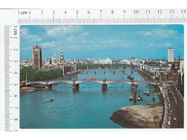 Lambeth Bridge, Houses of Parliament and River Thames