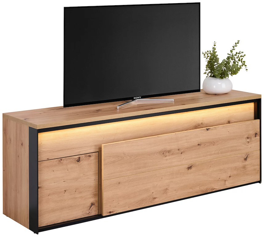 TV KOMODA crna, hrast artisan