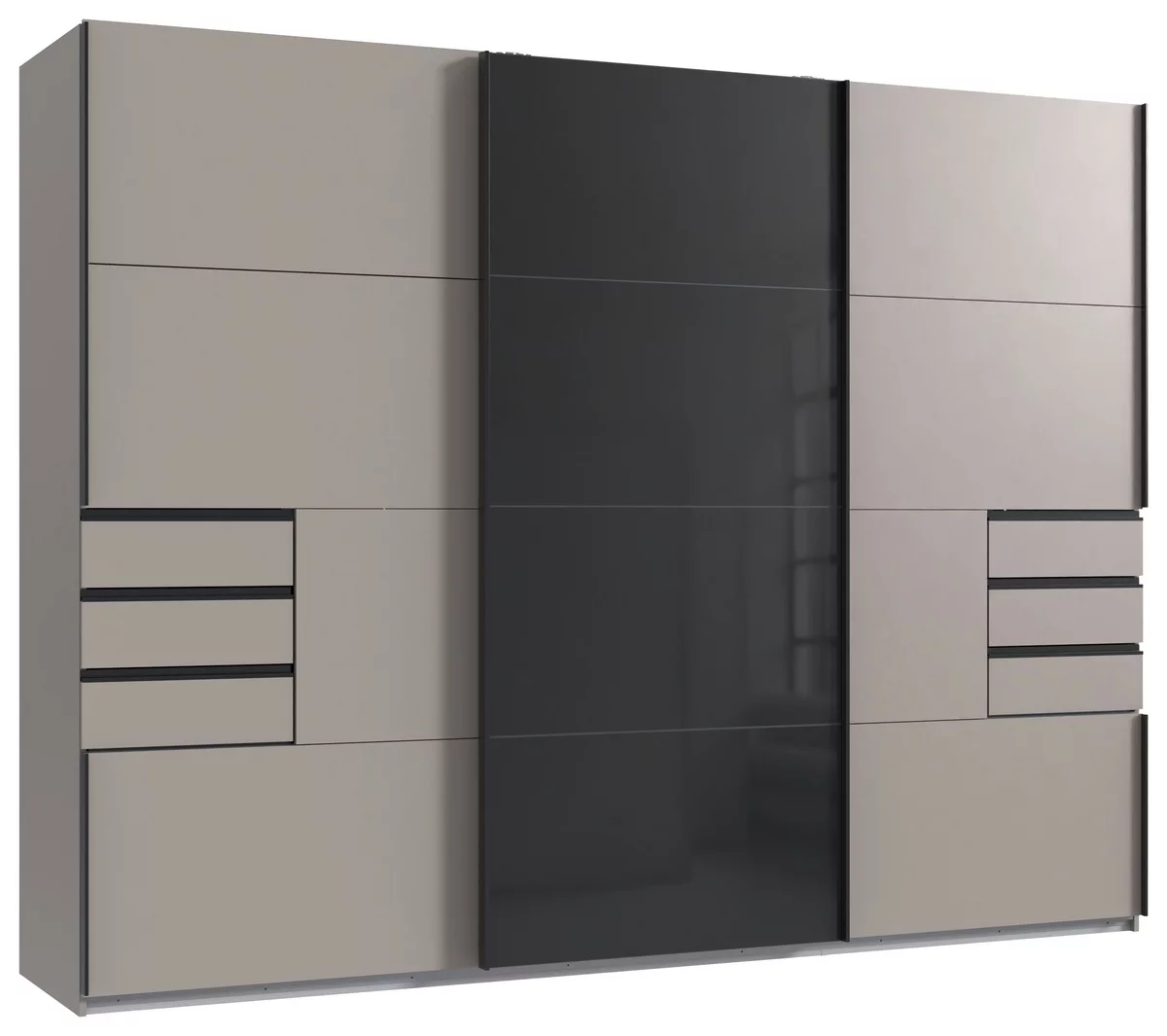 ORMAR - VISEĆA KLIZNA VRATA grafitno siva, crna, sahara 270/208/64 cm