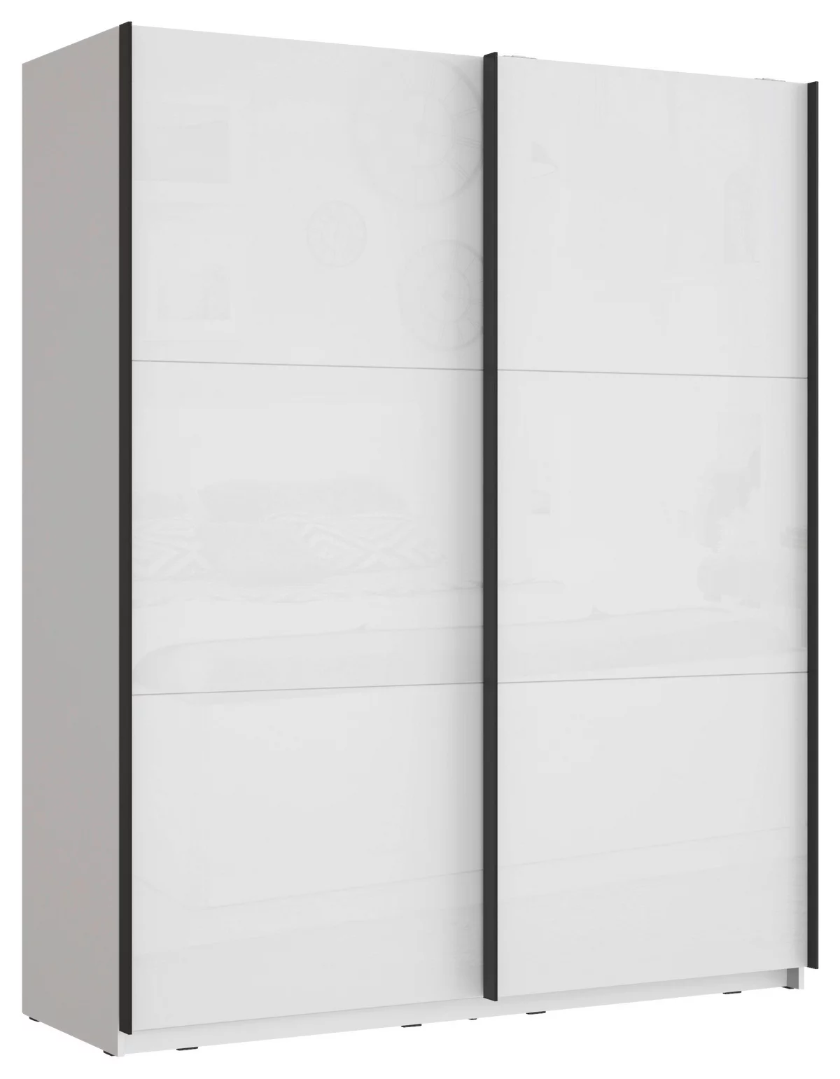 ORMAR - VISEĆA KLIZNA VRATA bela, bela visoki sjaj 170,3/209,7/61,2 cm