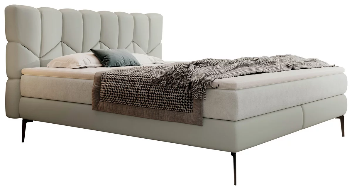 BOXSPRING KREVET 160/200 cm siva, svetlosiva