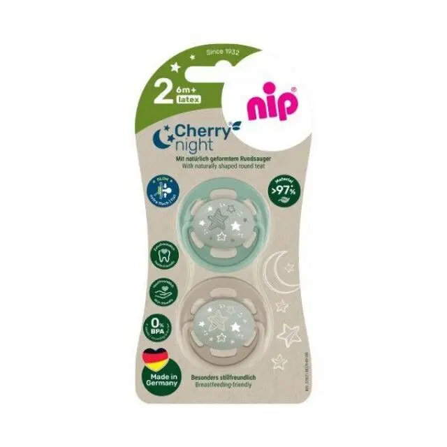 Nip Cucle za bebe Cherry night, 6m+, 2 komada