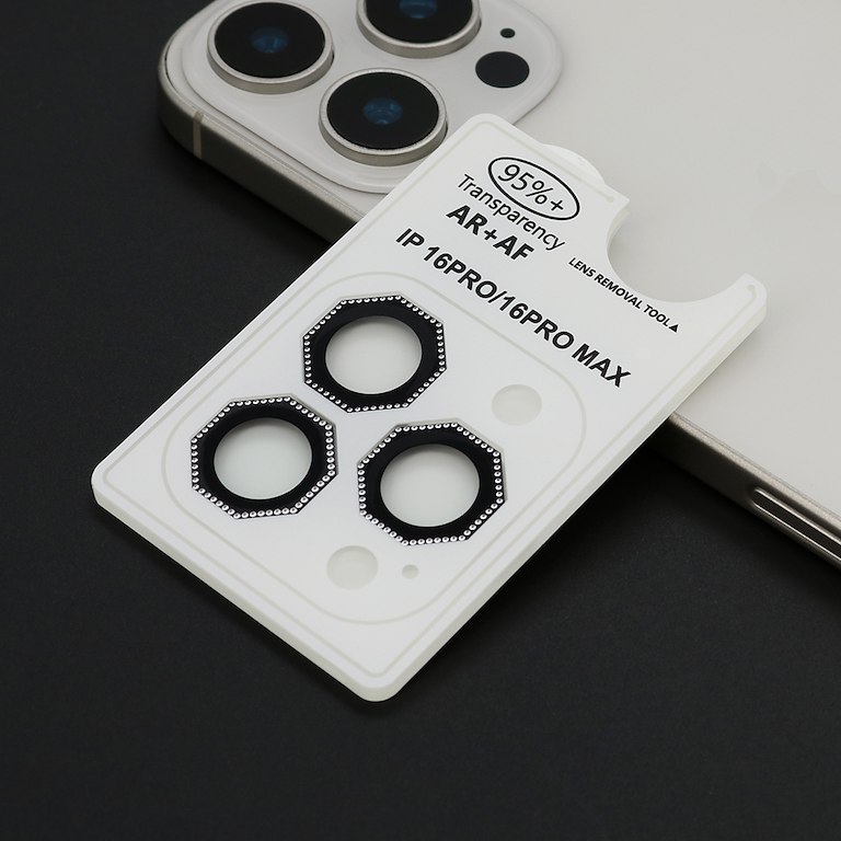 Folija - zastitu kamere OCTAGON DIAMOND za iPhone 16 Pro (6.3)/16 Pro Max (6.9) crna (MS)