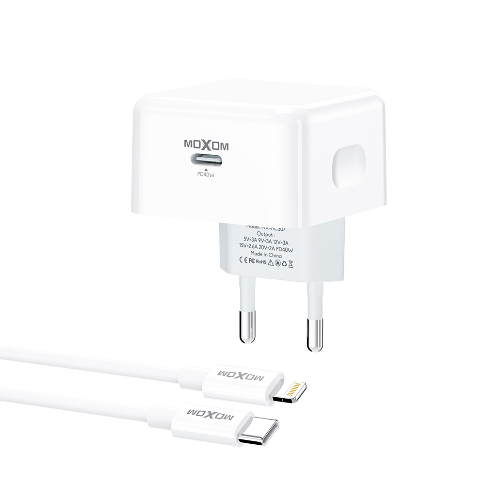 Kucni punjac MOXOM MX-HC307 40W Type C na Lightning beli (MS)
