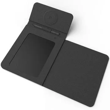 15W FOLDABLE MOUSE PAD WITH WIRELESS CHARGING STAND & WRITING BOARD - BLACK