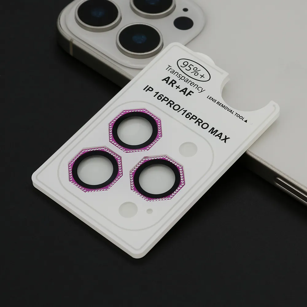 Folija za zastitu kamere OCTAGON DIAMOND za iPhone 16 Pro (6.3)/16 Pro Max (6.9) crvena
