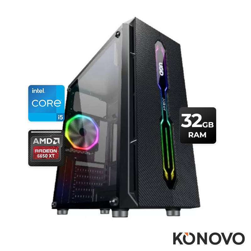 KONOVO Gaming i5-12400F 32GB RAM 1TB NVMe SSD RX 6650XT 8GB 700W NoOS
