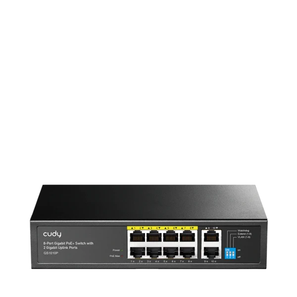 CUDY Svič 10/100/1000 10-port Cudy GS1010P/ 8 PoE+ sa 2 Gigabit Uplink porta 120W