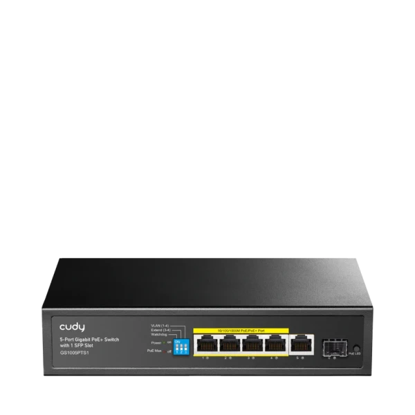 Svič 10/100/1000 5-port Cudy GS1005PTS1 4xPoE+ sa 1 SFP port/120W