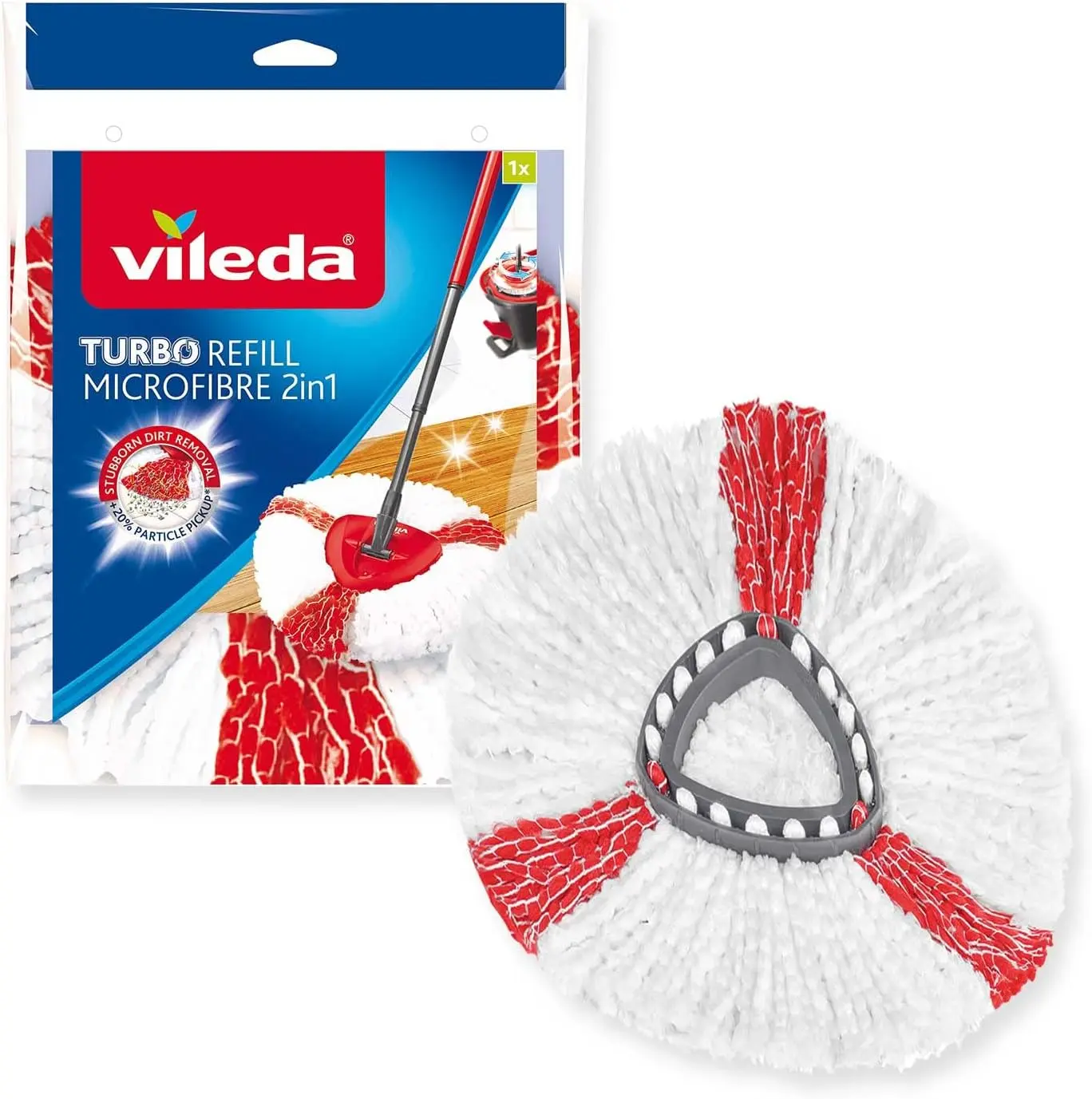 Vileda Refil za Turbo mop 2u1, Mikrovlakna, Crveno-beli