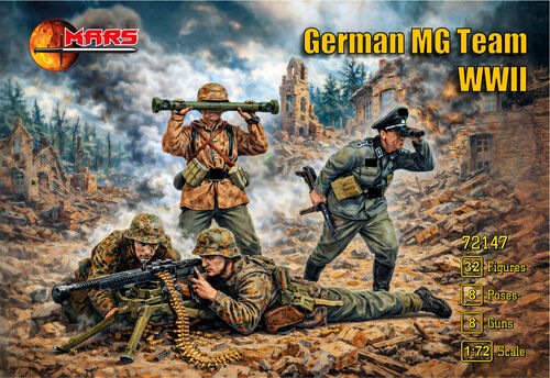 NEW! Mars 72147 German WWII MG Team (32 Figures in 8 Poses and 8 Guns)