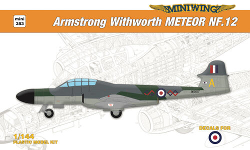 NEW! Miniwing 383 Gloster Meteor NF.12 in RAF Service (1 Kit Boxed / 2 Decal Versions / Canopy Mask)