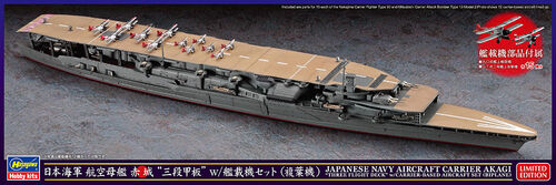 NEW! Hasegawa 30072 IJN Aircraft Carrier Akagi Three Flight Deck with Carrier-Based Aircraft Set (Biplane)