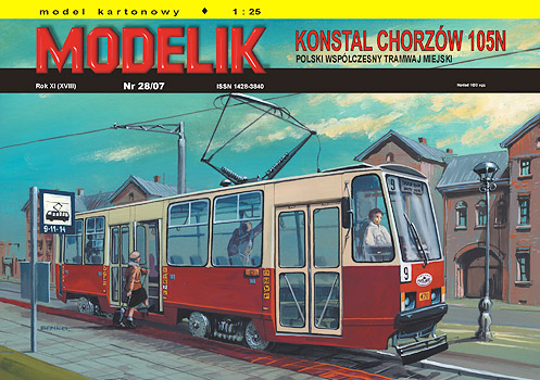 Modelik 28_07 Konstal Chorzów 105N Polski współczesny tramwaj miejski