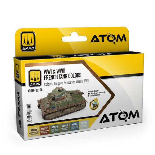 NEW! AMMO of Mig Jimenez ATOM-20754 French WWI & WWII Tank Colors Set
