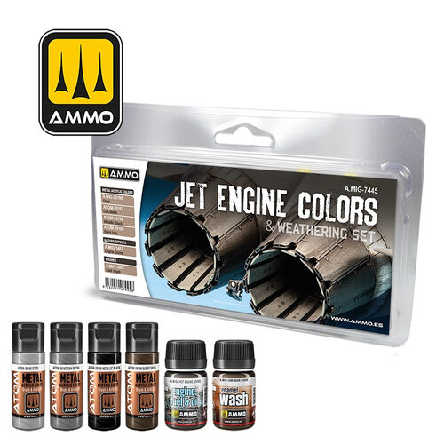 AMMO of Mig Jimenez A.MIG-7445 Jet Engines Colors And Weathering Set