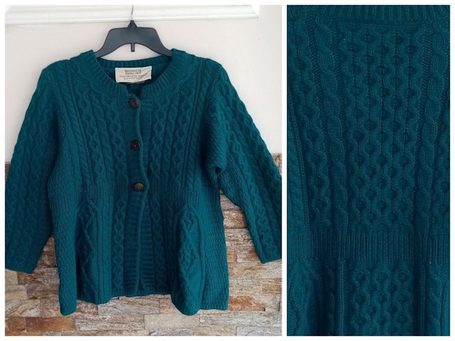 `ARAN SWEATER MARKET` PETROLEJ BOJE - NOVO S/M/L