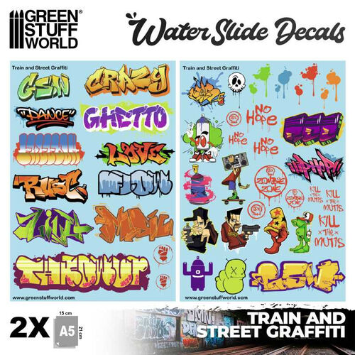 Green Stuff World 2007 Waterslide Decals - Train And Graffiti Mix