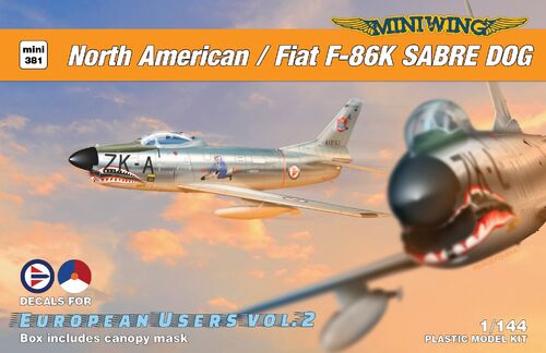 Miniwing 381 North American / Fiat F-86 K Sabre Dog in Norway and Netherlands with Canopy Paint Masks