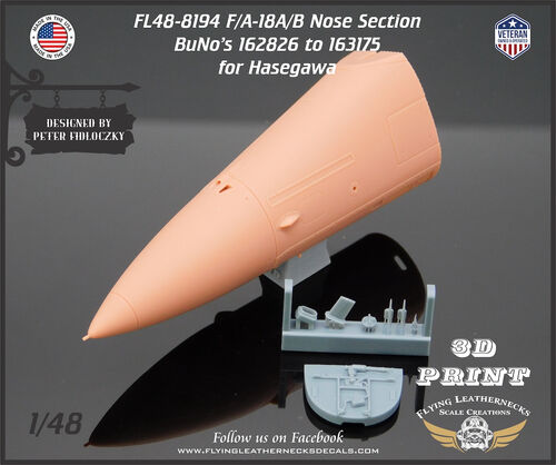 NEW! Flying Leathernecks 48-8194 F/A-18 A/B Hornet - 3D-Printed Nose BuNo 162826 to 163175 (for Hasegawa Kits)
