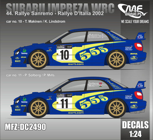 NEW! MF-Zone DC2490 Subaru Impreza WRC - 44. Rallye Sanremo - Rallye D'Italia 2002 / Cars No.10 and No.11