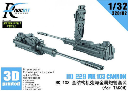 NEW! ROCKIT Studio 320102 Horten Ho-229 A/B - Mk103 Cannon with Metal Barrels (for Takom Kits)