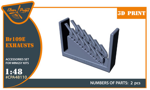 NEW! Clear Prop Models A48110 Messerschmitt Bf-109 E - Exhausts (for Wingsy Kits / 3D-Printed)