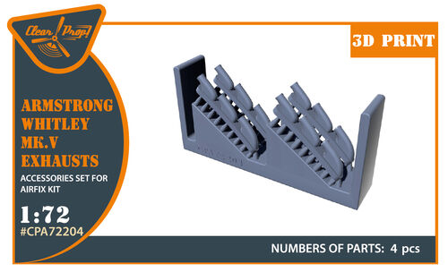 NEW! Clear Prop Models A72204 Armstrong Whitley Mk.V - Exhausts (for Airfix Kits / 3D-Printed)