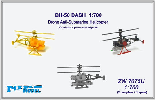 NEW! NIKO MODEL ZW7075U QH-50 DASH Drone Anti-Submarine Helicopter (3 pcs)