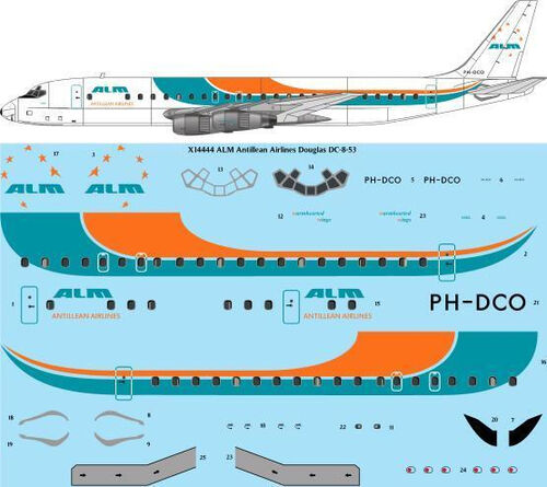 NEW! 26 Decals X14444 Douglas DC-8-53 - ALM Antillean Airlines Laser Decal (for X-Scale Kits)