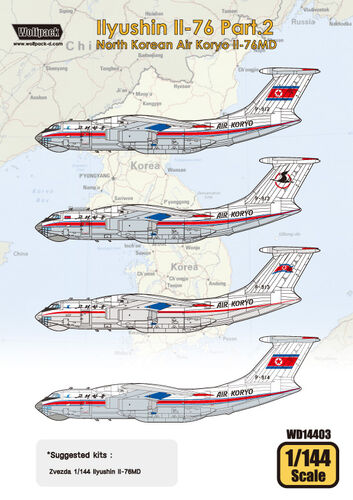 NEW! Wolfpack Design WD14403 Ilyshin Il-76 Part 2 - North Korean Air Koryo Il-76 MD (for Zvezda Kits)