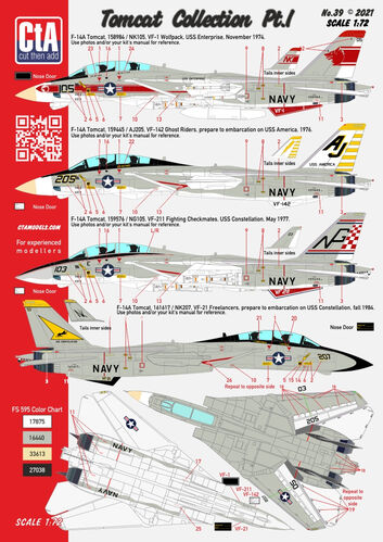 CtA Cut then Add 039 Tomcat Collection Part 1 - Early Grumman F-14 A Tomcat, 4 marking options: