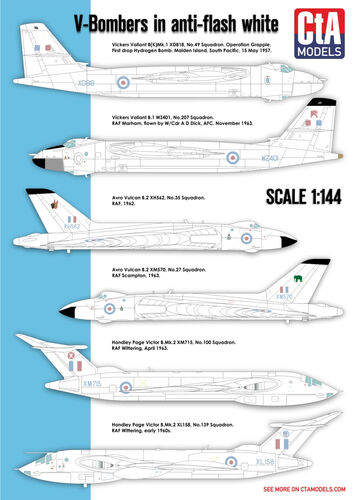 CtA Cut then Add 002 V-Bombers in Anti-flash white - Vickers Valiant, Avro Vulcan, Handley-Page Victor Laserprinted