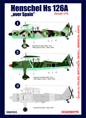 Sabre Kits D03 Henschel Hs-126 A - over Spain