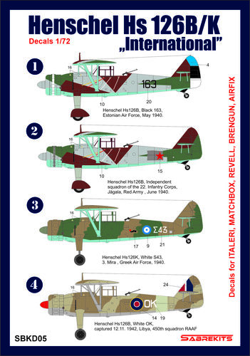 Sabre Kits D05 Henschel Hs-126 B / K - International