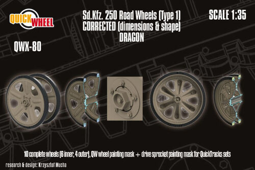 Quick Wheel QWX80 Sd.Kfz. 250 - Corrected Road Wheels (Type 1) (for Dragon Kits)