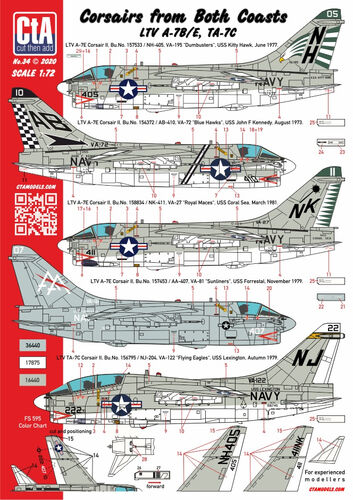 CtA Cut then Add 034 LTV Corsairs from both Coasts - A-7 B/E and LTV TA-7C / USN Aircraft (5 markings)