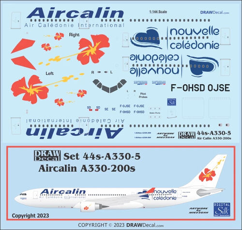 Draw Decal 44-A330-05 Airbus A330 - Air Caledonie International (Aircalin)