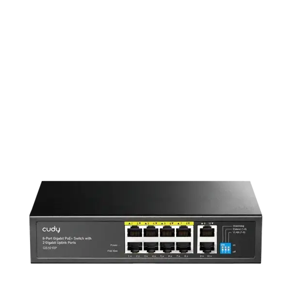Svič 10/100/1000 10-port Cudy GS1010P/ 8 PoE+ sa 2 Gigabit Uplink porta 120W