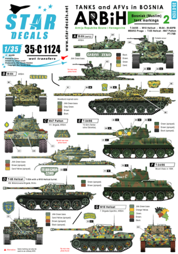 Star-Decals 35-C1124 Tanks & AFVs in Bosnia # 2. ARBiH M-84, T-34, Hellcat, M-60PB, M47, M53/59 Praga.