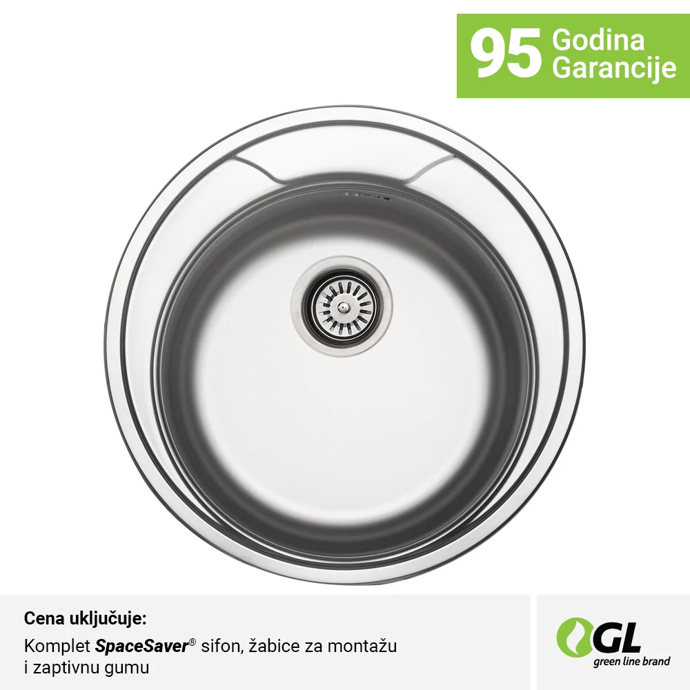 Inox sudopera GL Light RONDA 1k - fi520x170 - MAT 304/0.6