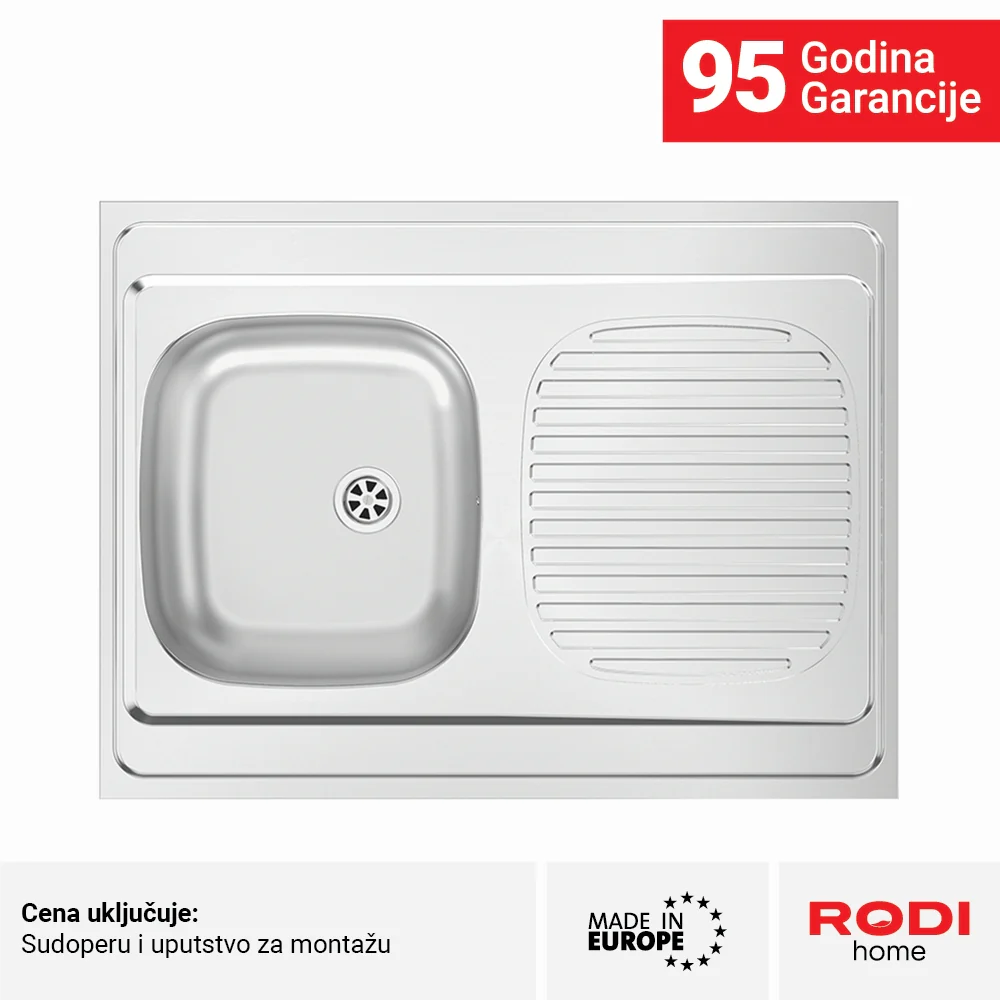 Inox sudopera RODI NASADNA UNIVERZALNA Mat - 800x600x145