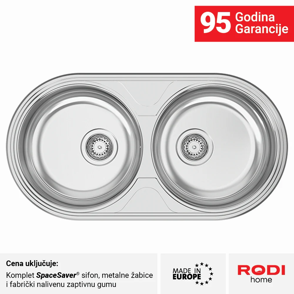 Inox sudopera RODI DUETO Mat - 840x440x145