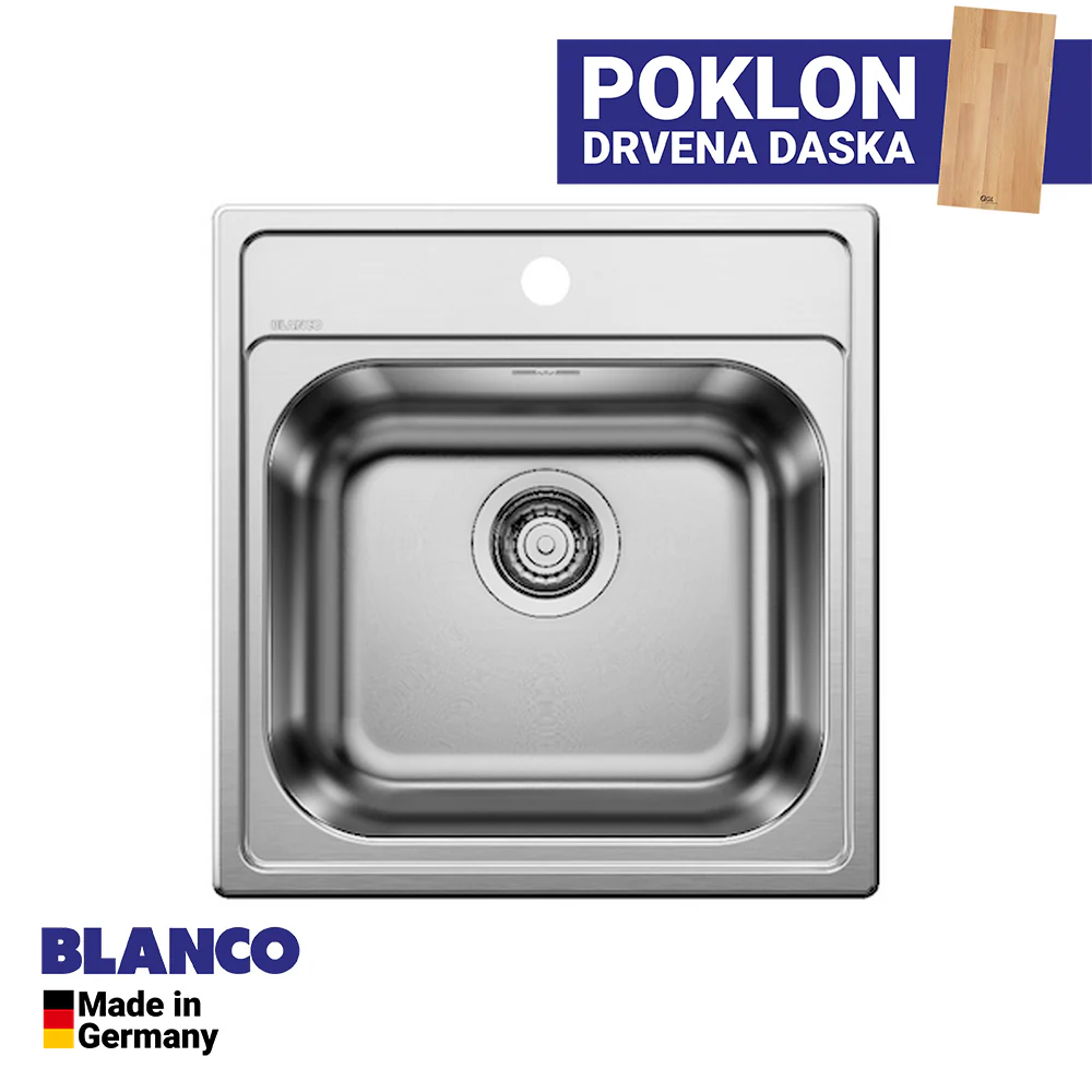 Inox sudopera Blanco DANA 45 + drvena daska - 480x500x158