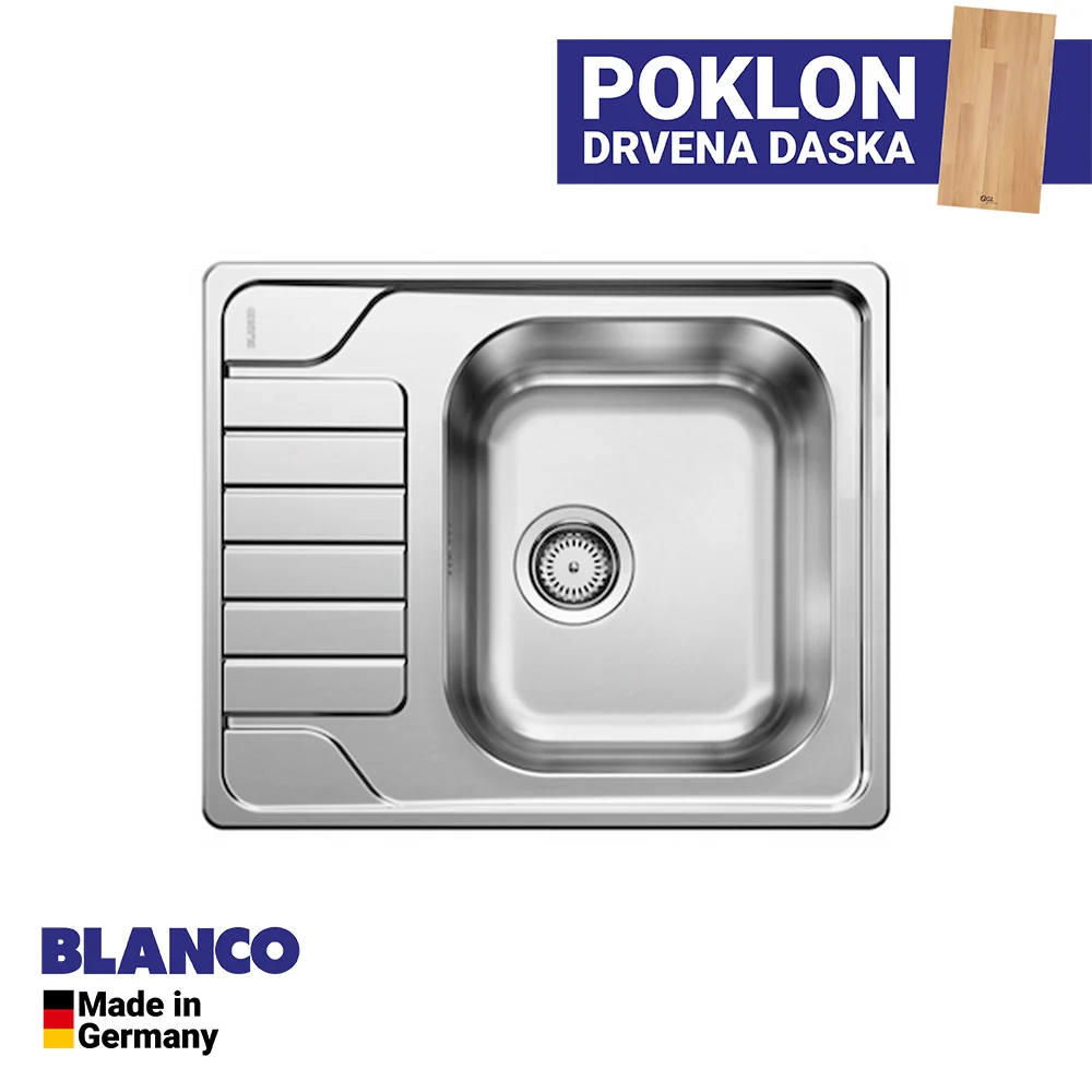 Inox sudopera Blanco DINAS 45 S MINI + drvena daska - 605x500x195