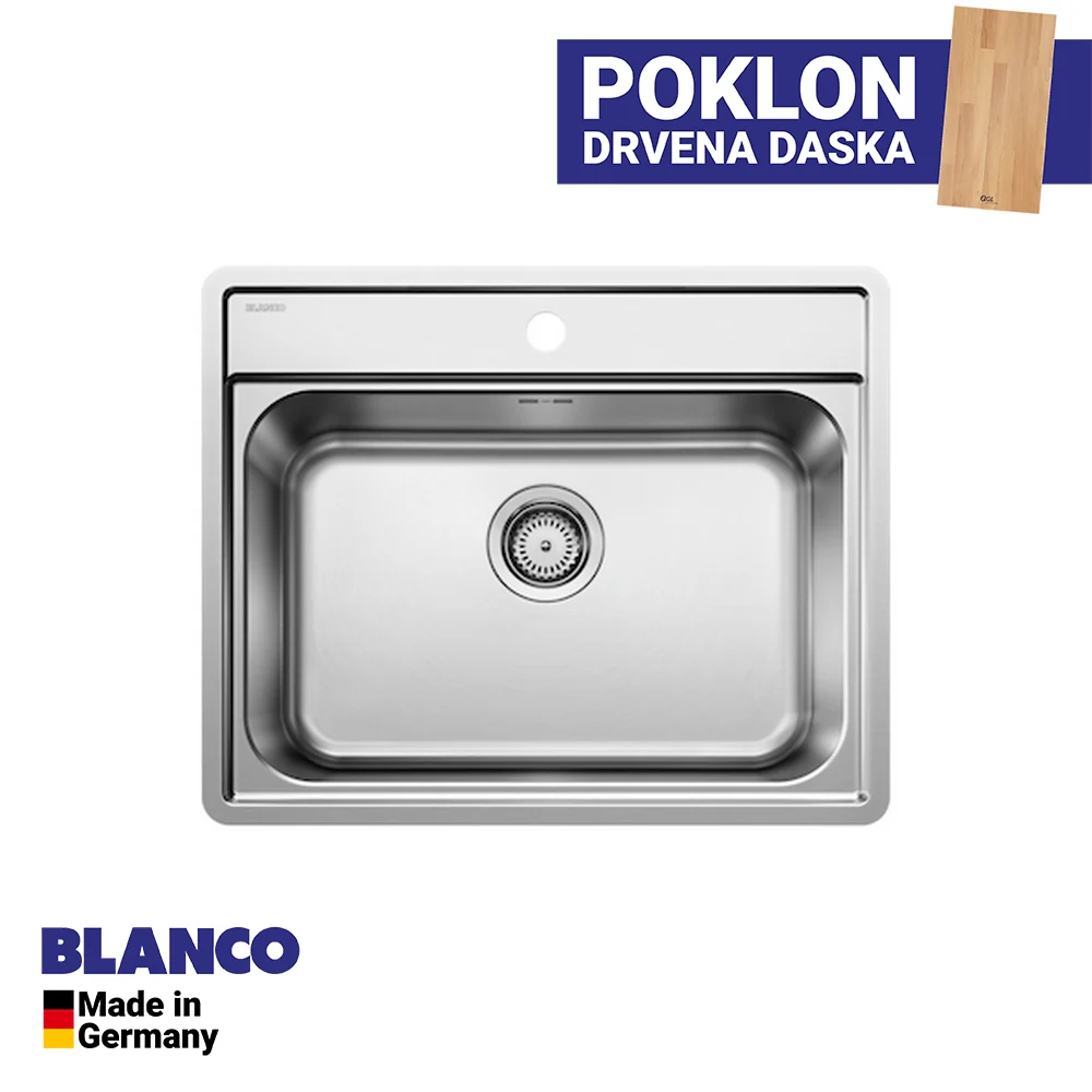 Inox sudopera Blanco LEMIS 6-IF + drvena daska - 615x500x205