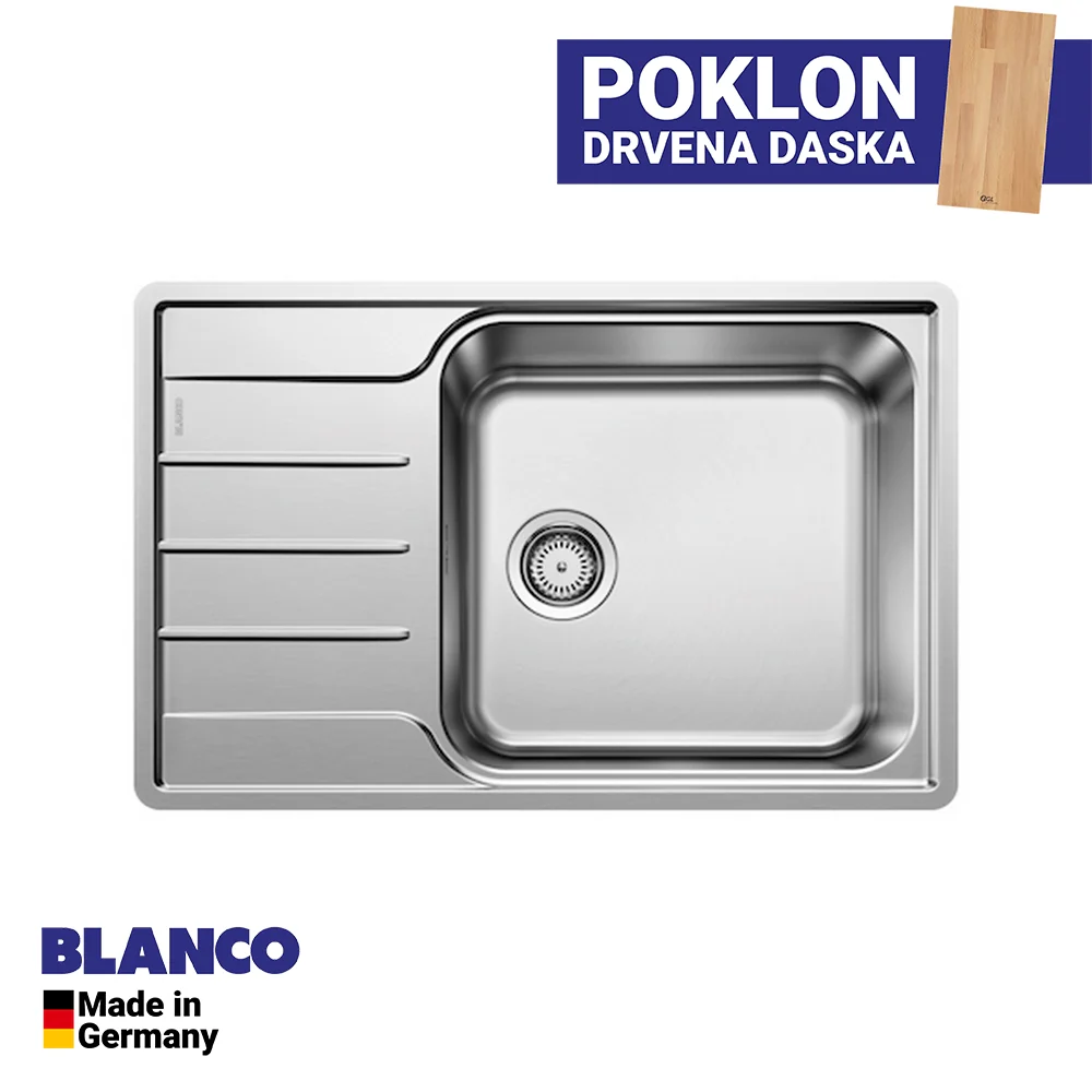 Inox sudopera Blanco LEMIS XL 6 S-IF COMPACT + drvena daska - 780x500x205