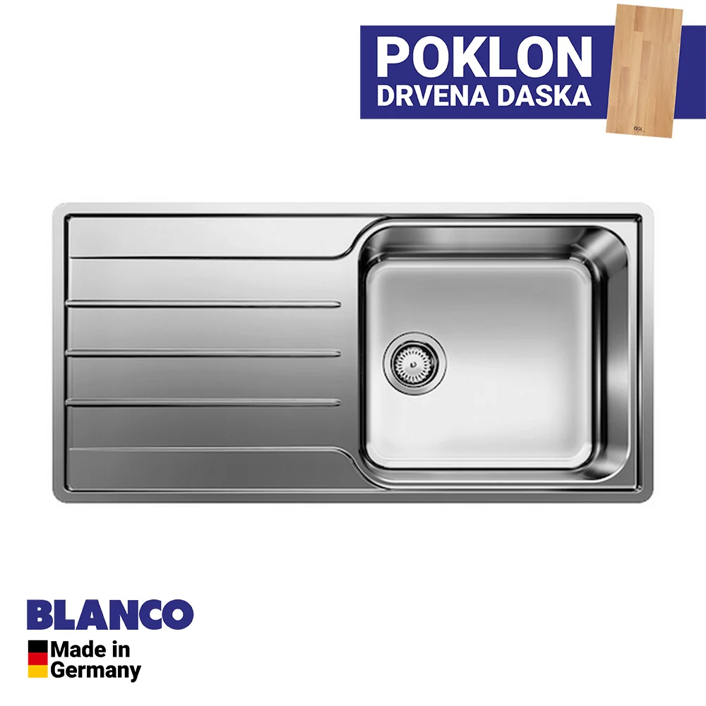 Inox sudopera Blanco LEMIS XL 6 S-IF + drvena daska - 1000x500x205