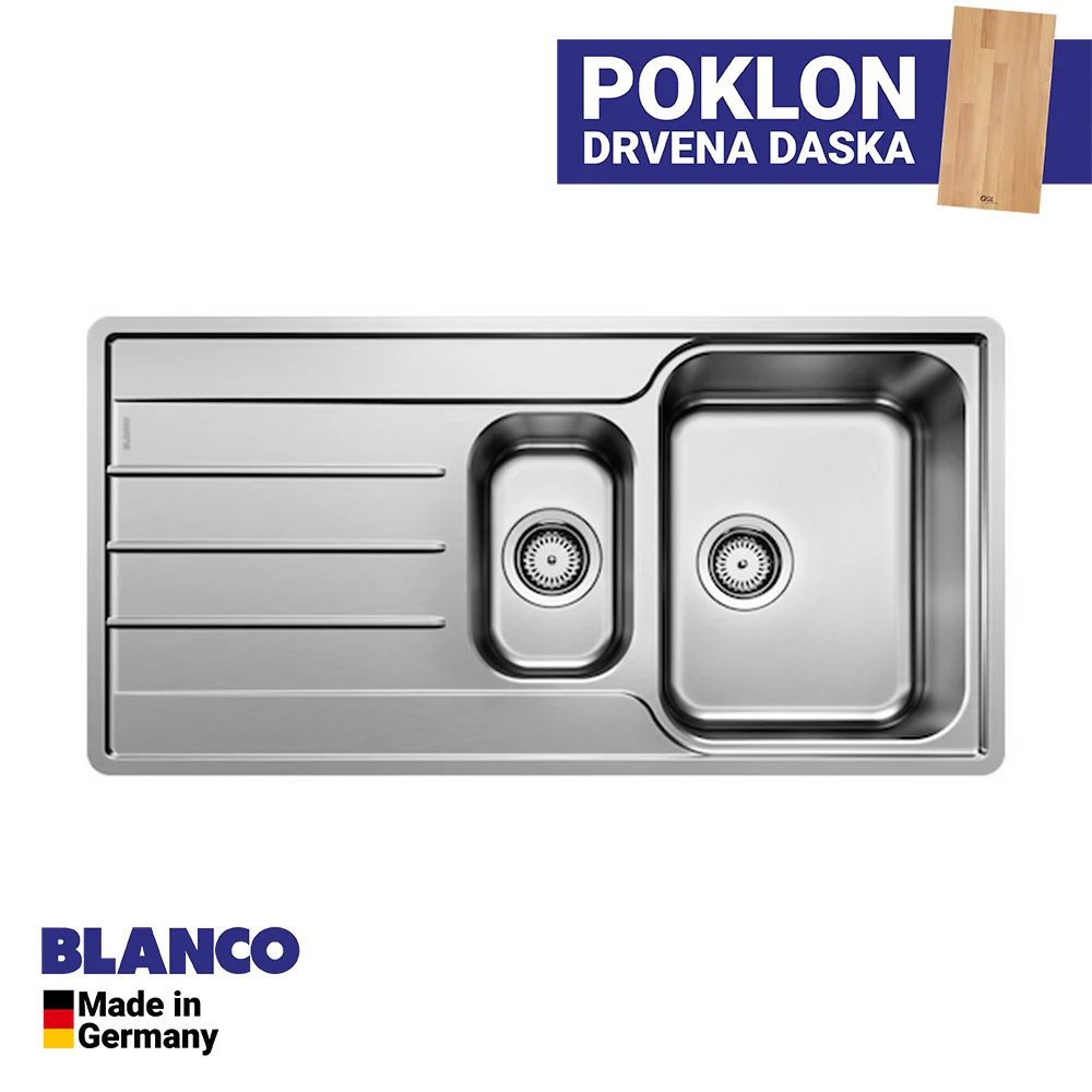 Inox sudopera Blanco LEMIS 6 S-IF + drvena daska - 1000x500x205