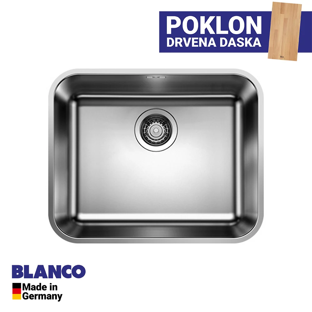 Inox sudopera Blanco SUPRA 500-U + drvena daska - 500x400x175